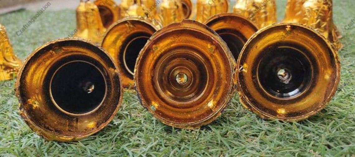 Plastic Bell 10 Piece Lot 2.5 Inches Golden Bell Christmas Tree ...