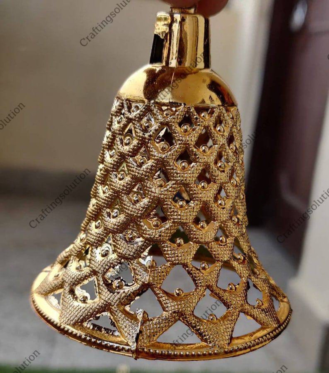 Golden Bells 10 Piece Lot 4.5 Inches Christmas Tree Decoration Crafting ...