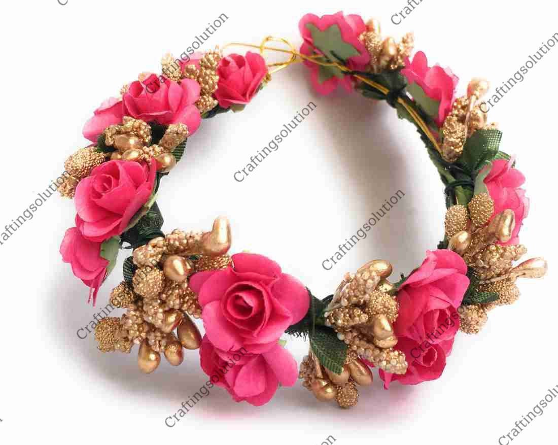 Artificial Rose Flower Gajra Hair Accessories Jewellery Hair Decor Handmade Mehndi Bride Hair