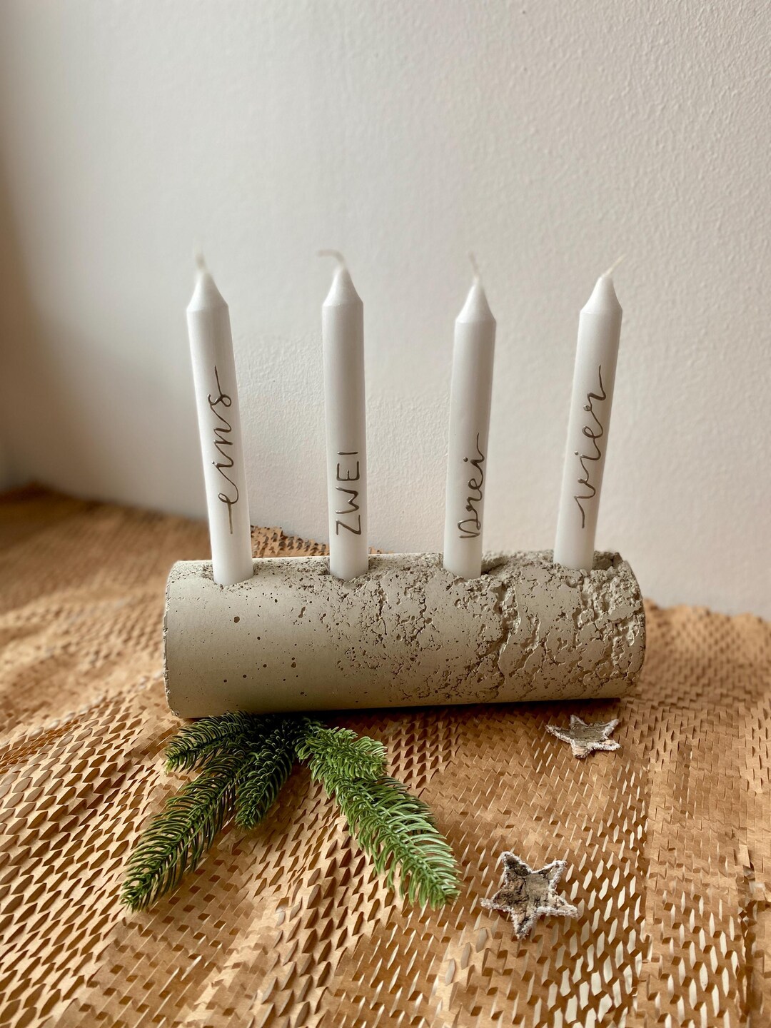 Rustic Advent Wreath/advent Stand "cylinder" Made of Concrete - Unique ...