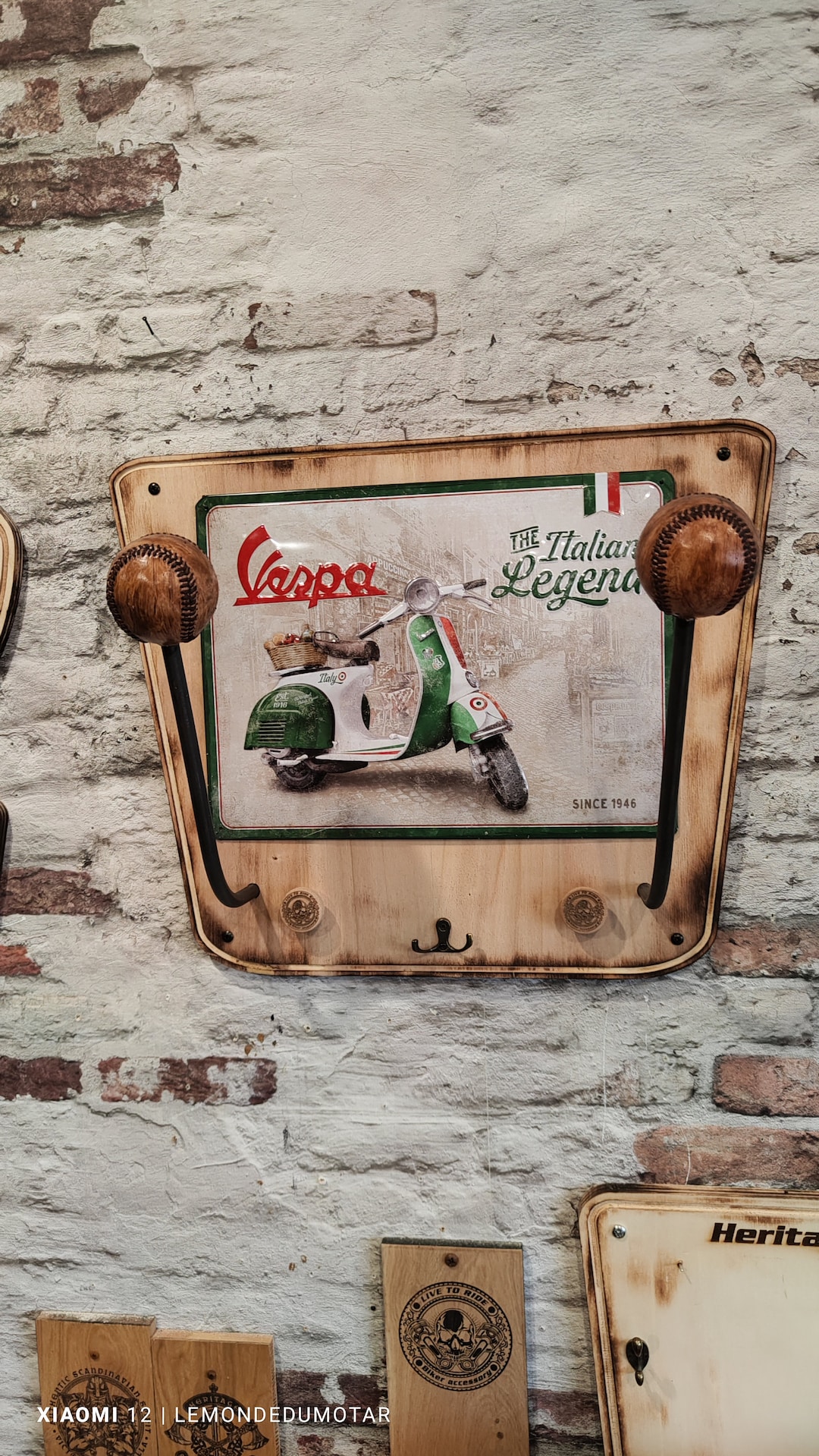 Duo Helmet Holder Vespa Italian Legend License Plate Nostalgic Art ...