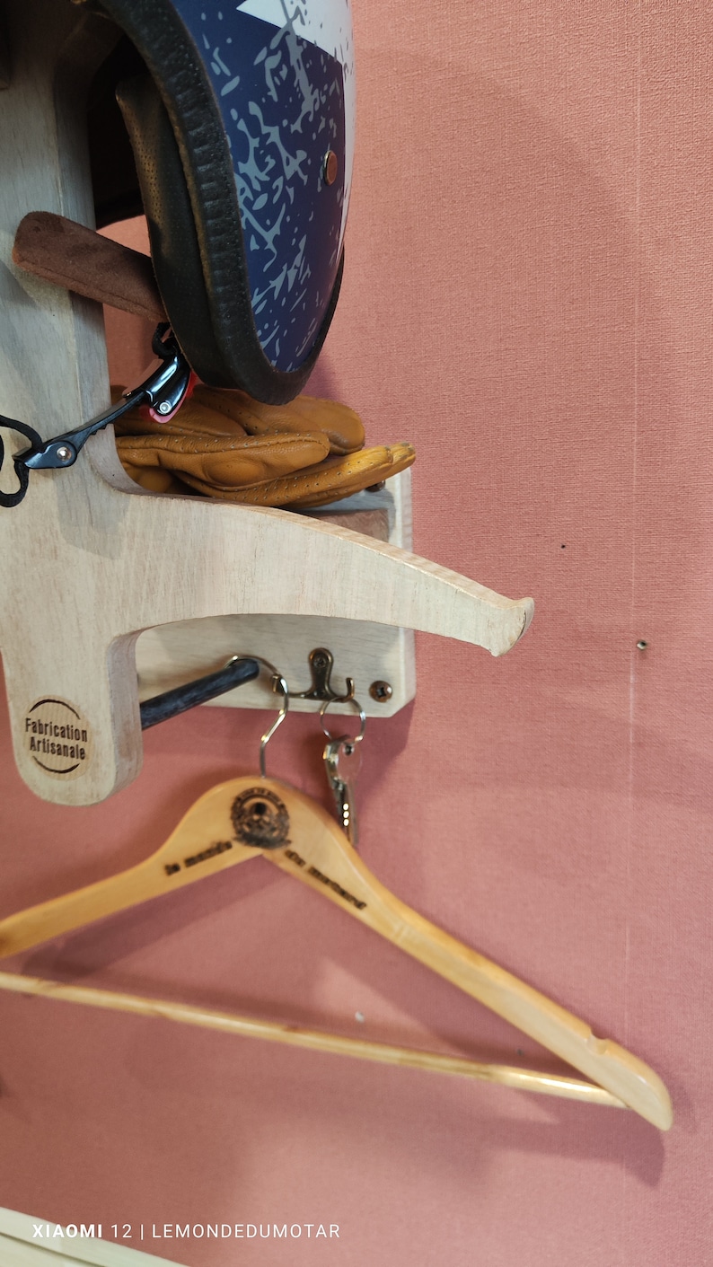 Wall Mounted Motorcycle Helmet Holder in Solid Oak Modern and Chic ...