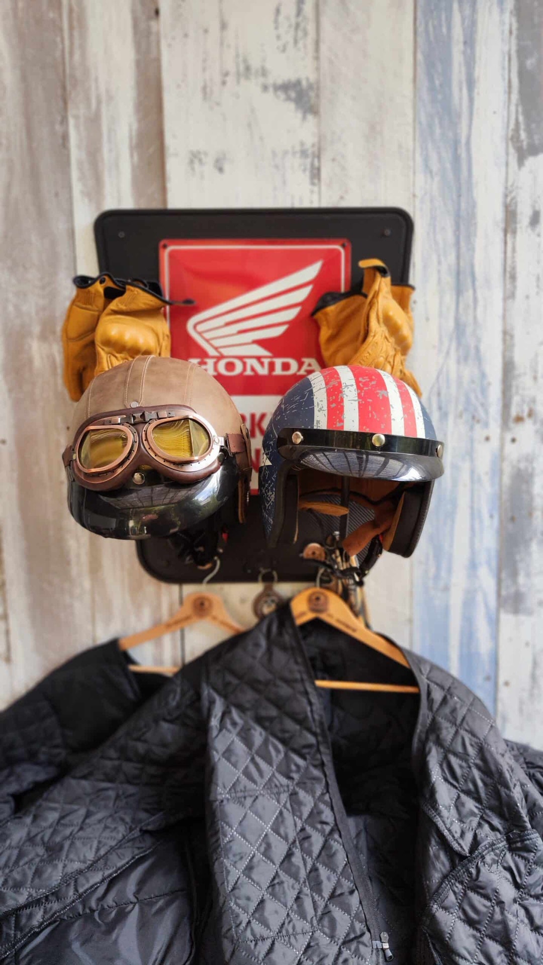 Honda Duo Motorcycle Helmet Holder Carbon Finish, Metal Plate With ...