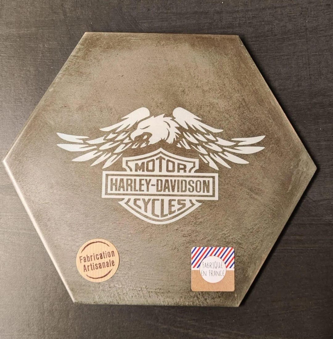 Hexagonal Ceramic Engraved Trivet With Biker Emblems and Logos - Etsy