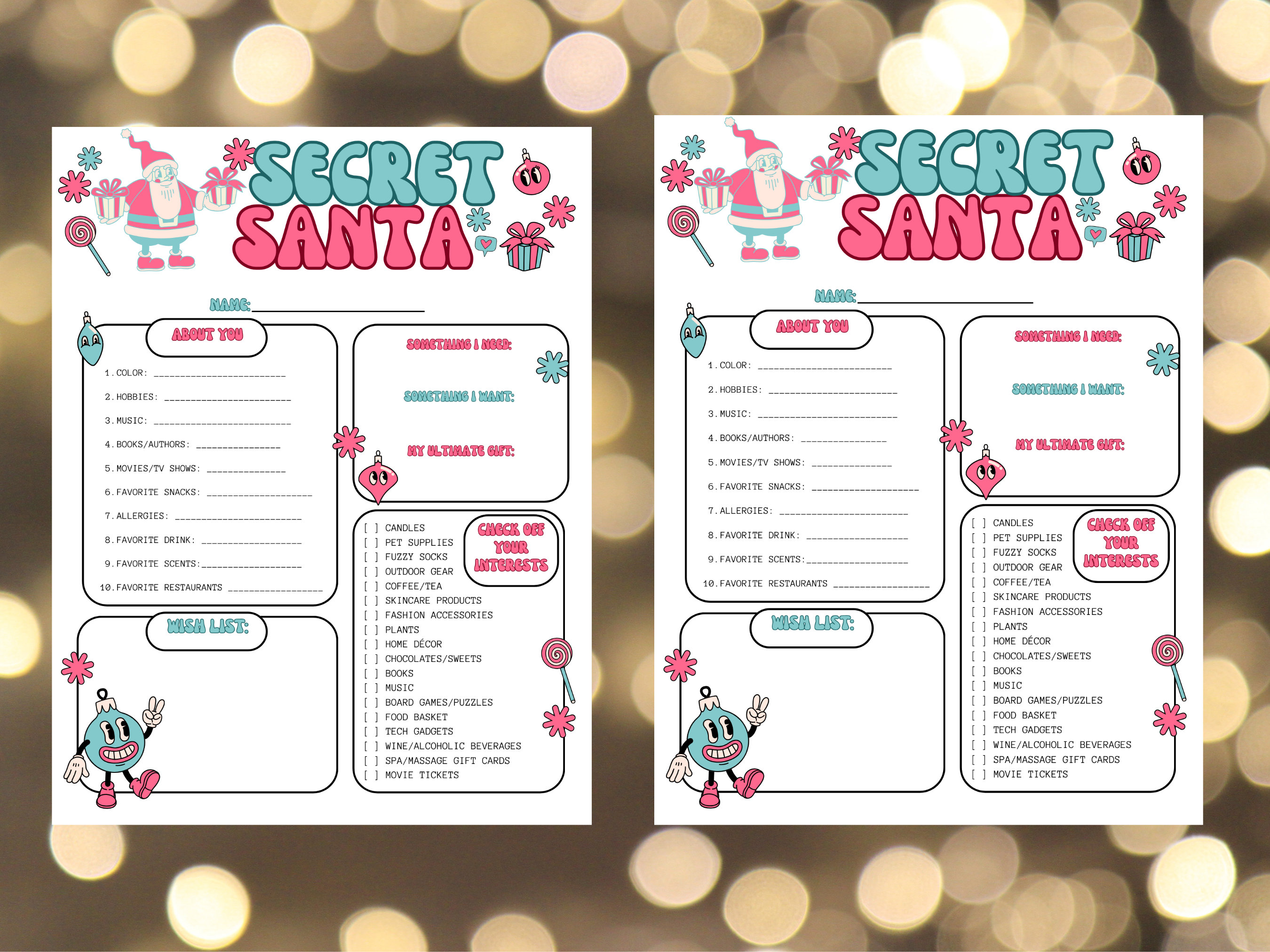 Secret Santa Questionnaire | Christmas Party | Work Secret Santa ...