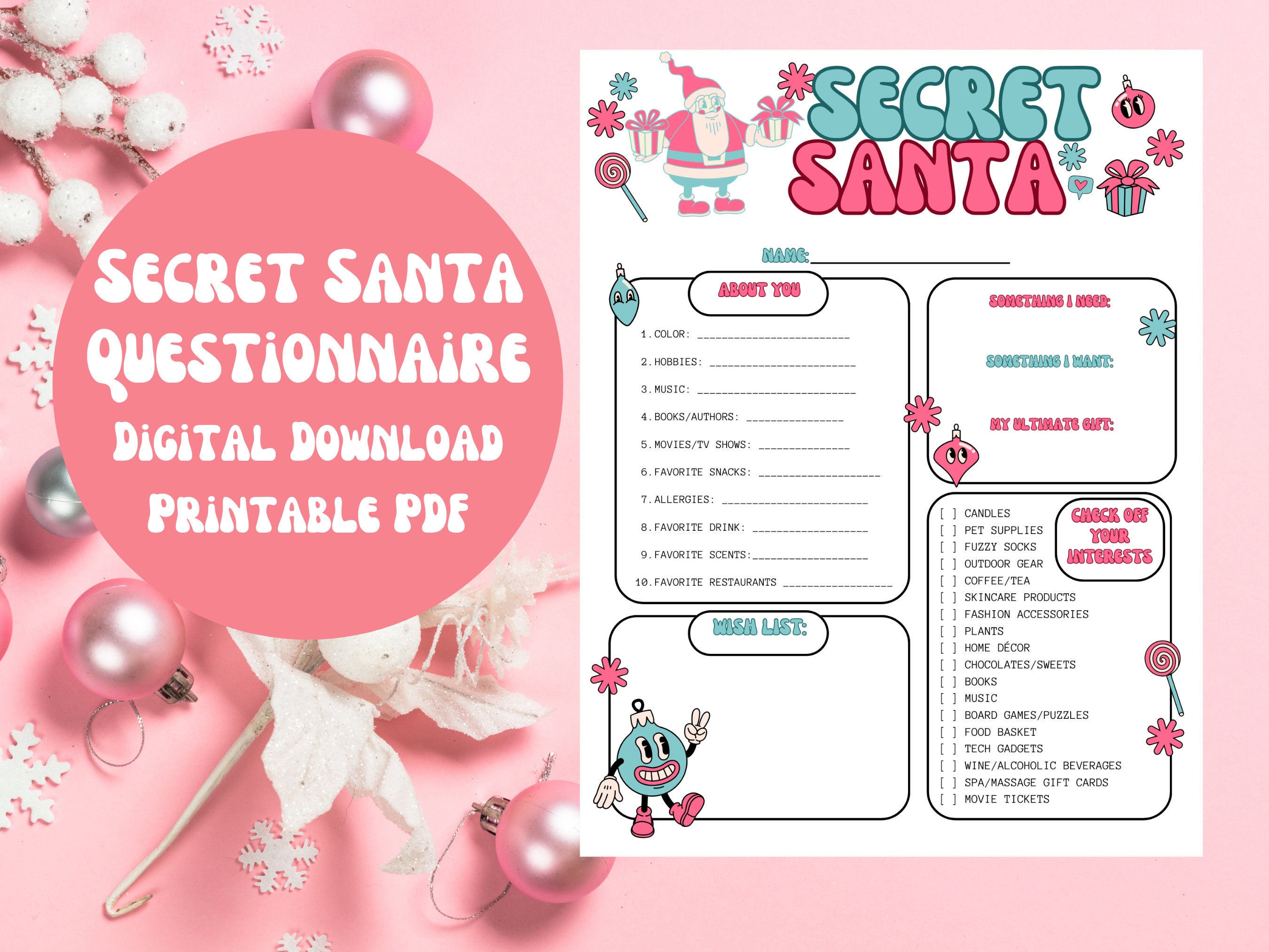 Secret Santa Questionnaire | Christmas Party | Work Secret Santa ...