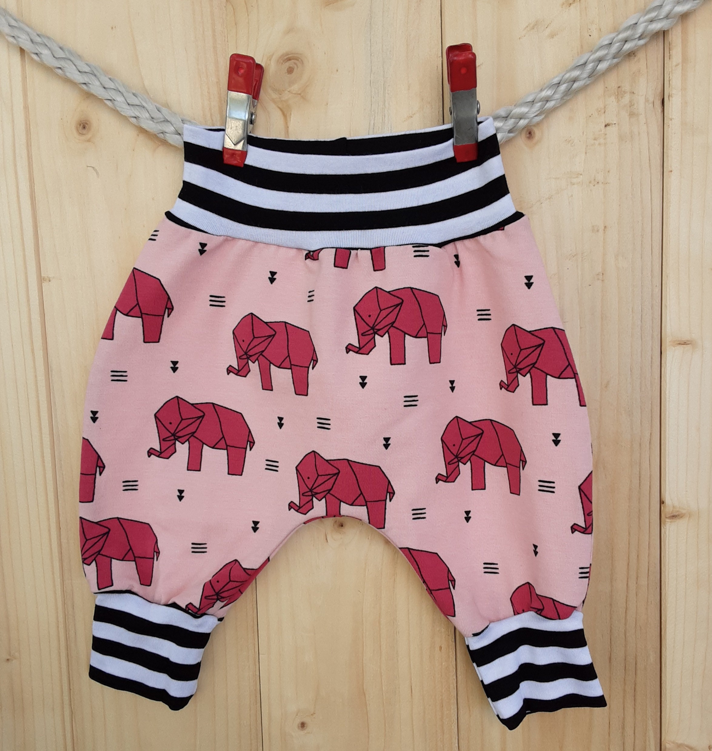 Baby Haremshose, Rosa Elefant, Manschettenhose für Mädchen, 3-6 Monate ...