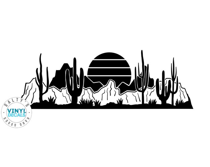 Desert Landscape Vinyl Decal- Desert Scene With Cactus Car/truck Window ...