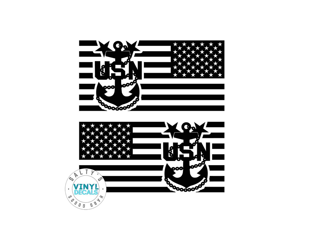 US Navy Master Chief MCPO Anchor Flag Facing Forward 2 Pack Vinyl Decal ...