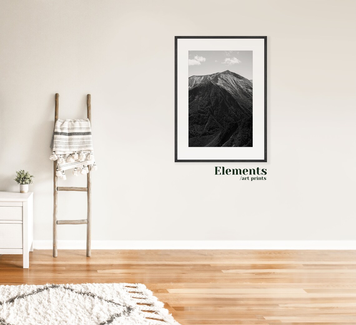 Mountain Art Print, Black White Wall Art, Forest Poster, Landscape ...