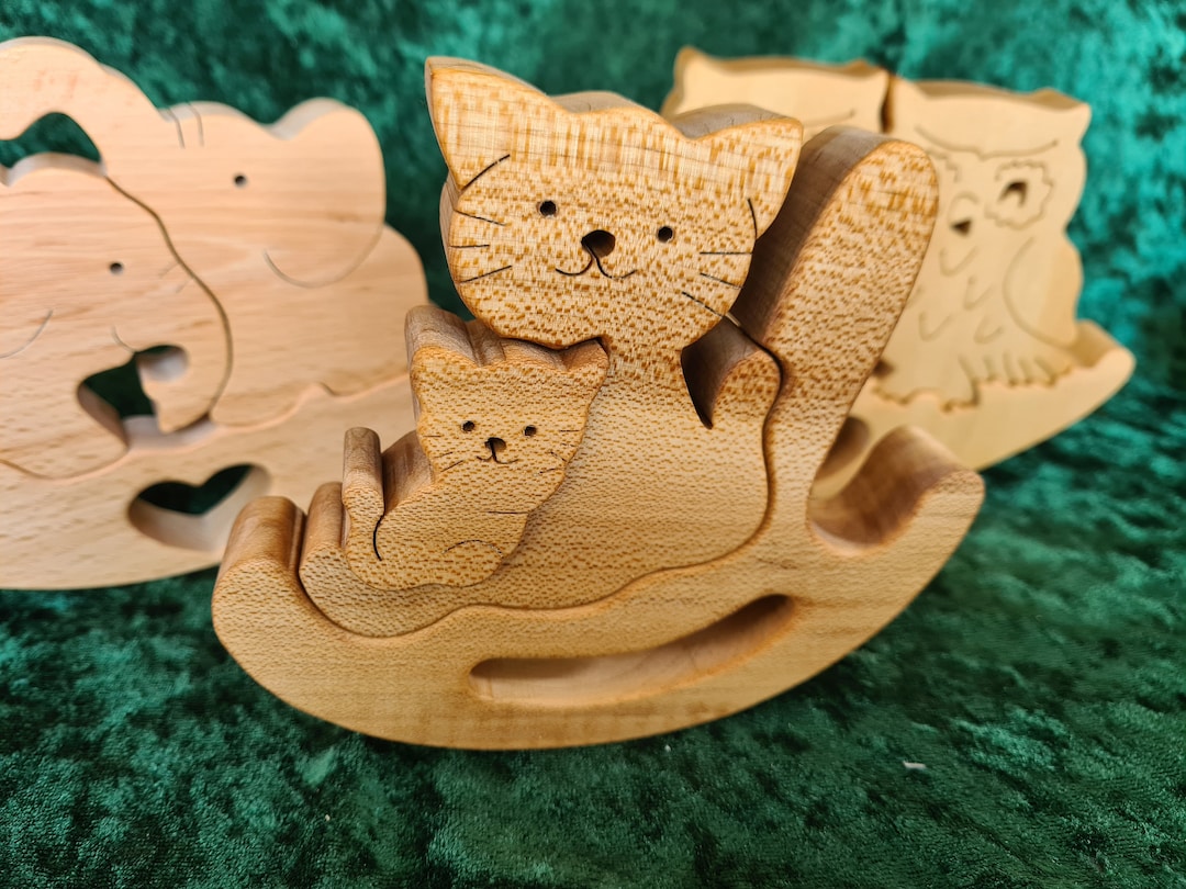 Solid Wood Puzzle Wooden Toys Children's Toys Rocking Animal - Etsy