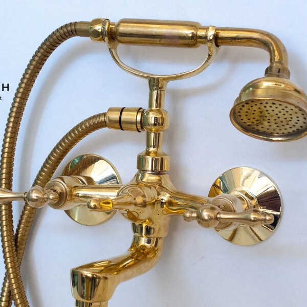 Antique Brass Tub And Shower Faucet Etsy