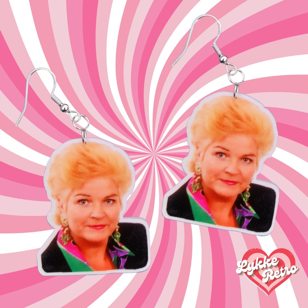 Eastenders Pat Butcher and Frank Butcher Acrylic/silver Plated Dangle ...