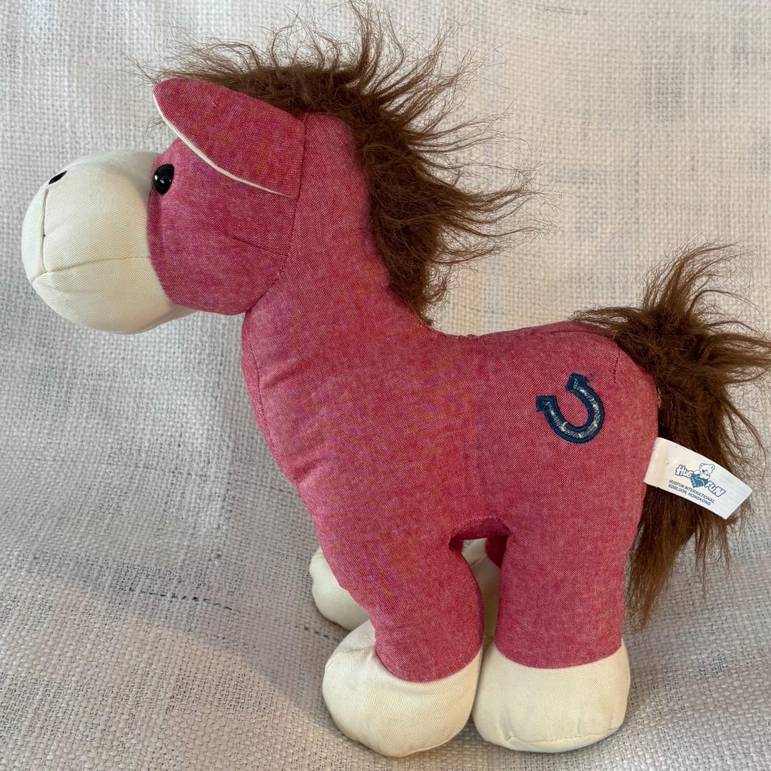 Pink and White Hugfun Stuffed Animal Plush Pony With Blue Horseshoe - Etsy