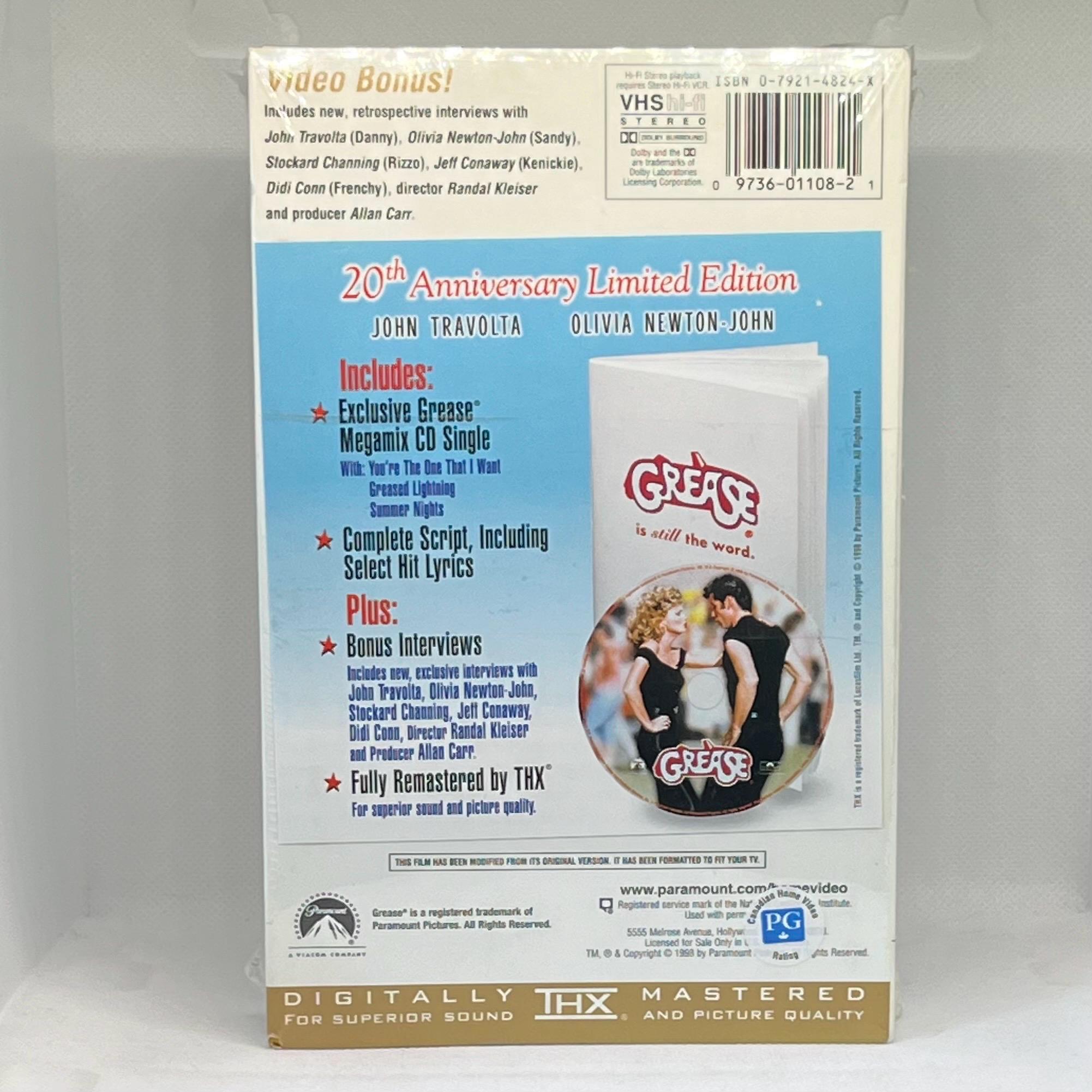 Grease (VHS, 1998, 20th Anniversary Edition) and 1990 Lot of 2 Movie ...