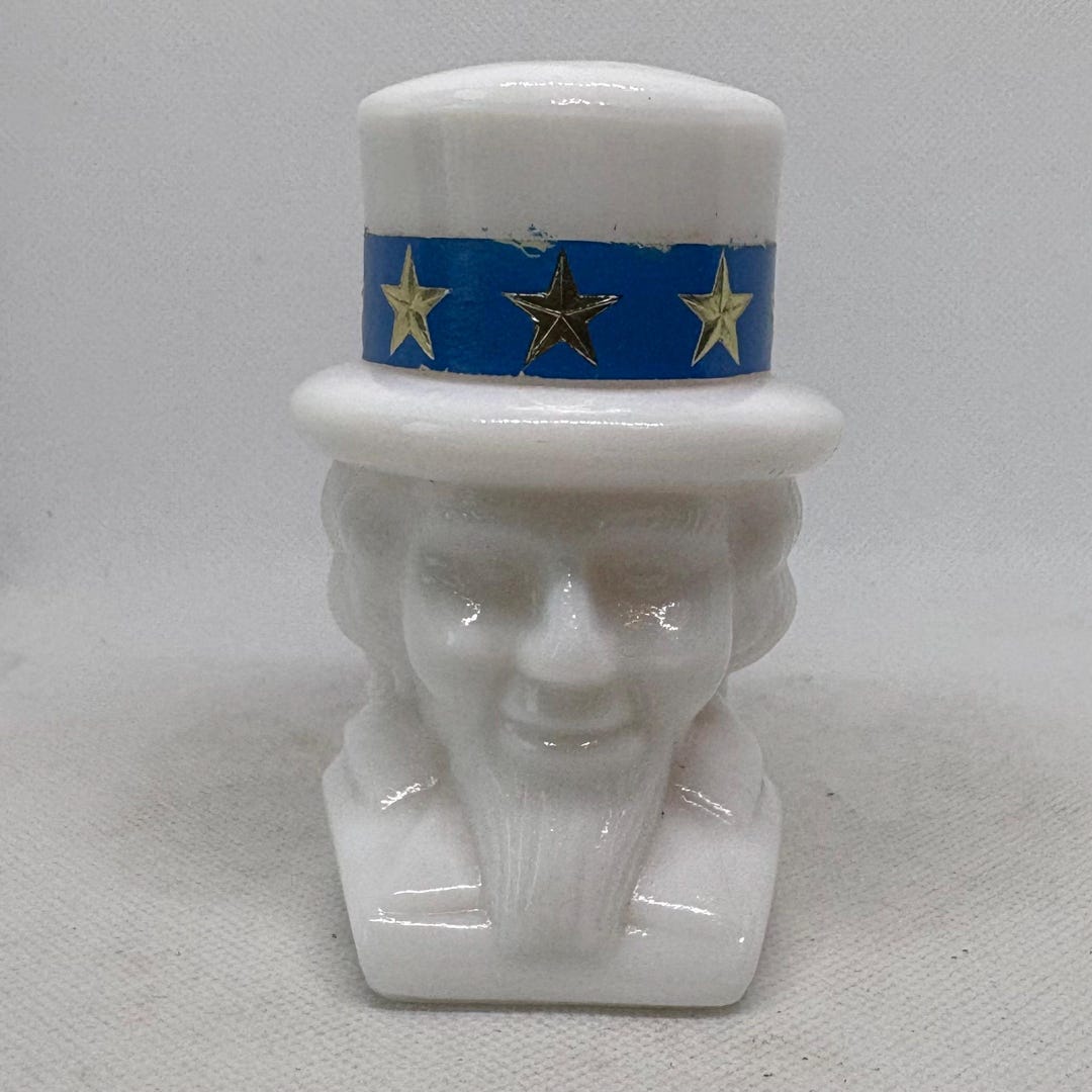 Vintage Avon Uncle Sam Pipe Decanter – Milk Glass Figural Bottle – Full ...