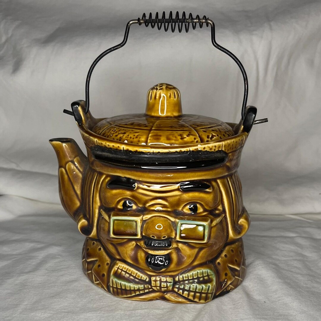 Teapot With Wire Handle Toby Head Ben Franklin Tea Pot Coffee Cookie ...