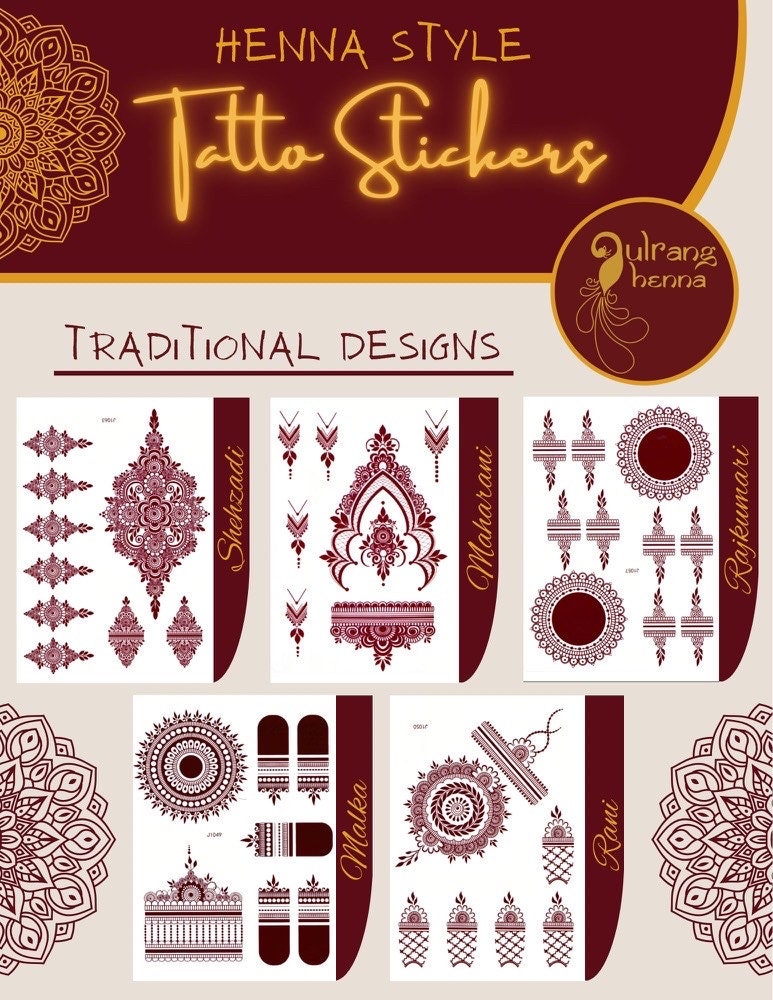 Henna Style Temporary Tattoo Stickers Henna Tattoo Henna Sticker Latest ...