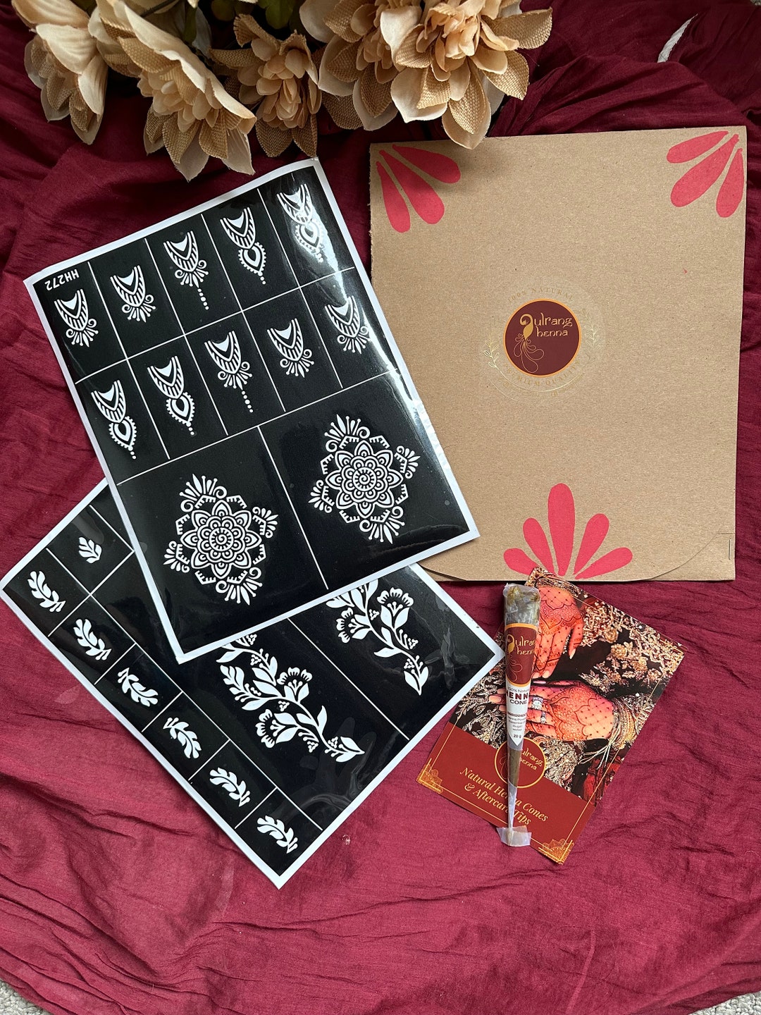 EID BUNDLE- Henna Stencil and Natural Henna Cone- Eidi- Eid Gift- Eid Henna - Etsy