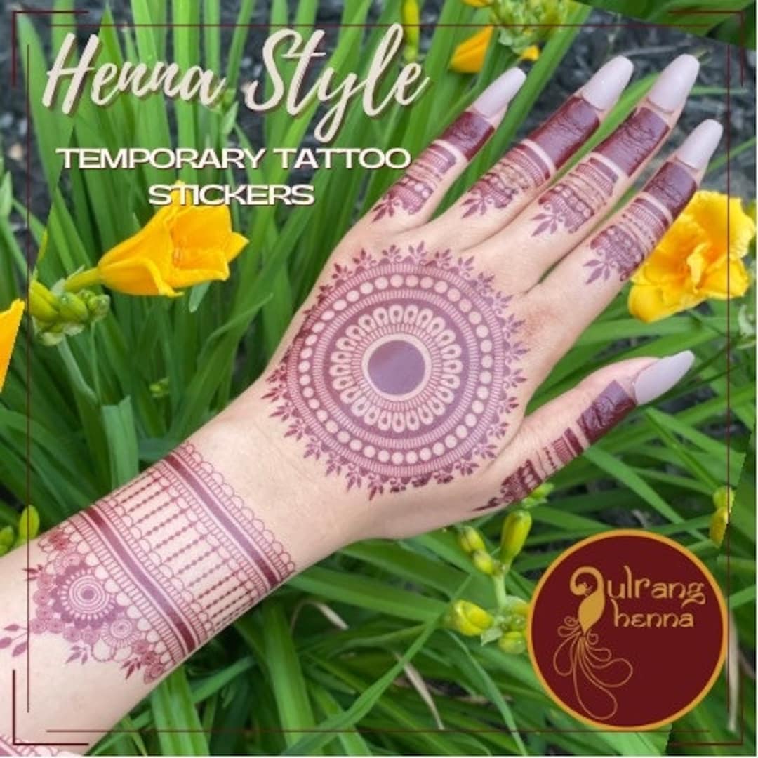 Henna Style Temporary Tattoo Stickers Henna Sticker Red Henna Tattoo 1 ...