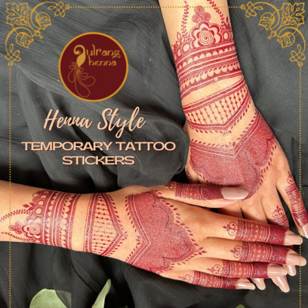 Henna Style Temporary Tattoo Stickers-henna Tattoo- Henna Sticker- Red ...