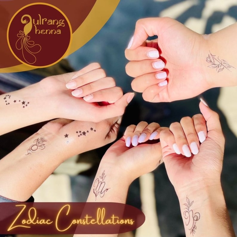 Zodiac Sign Tattoo-temporary Tattoo- Zodiac Constellation Tatto ...