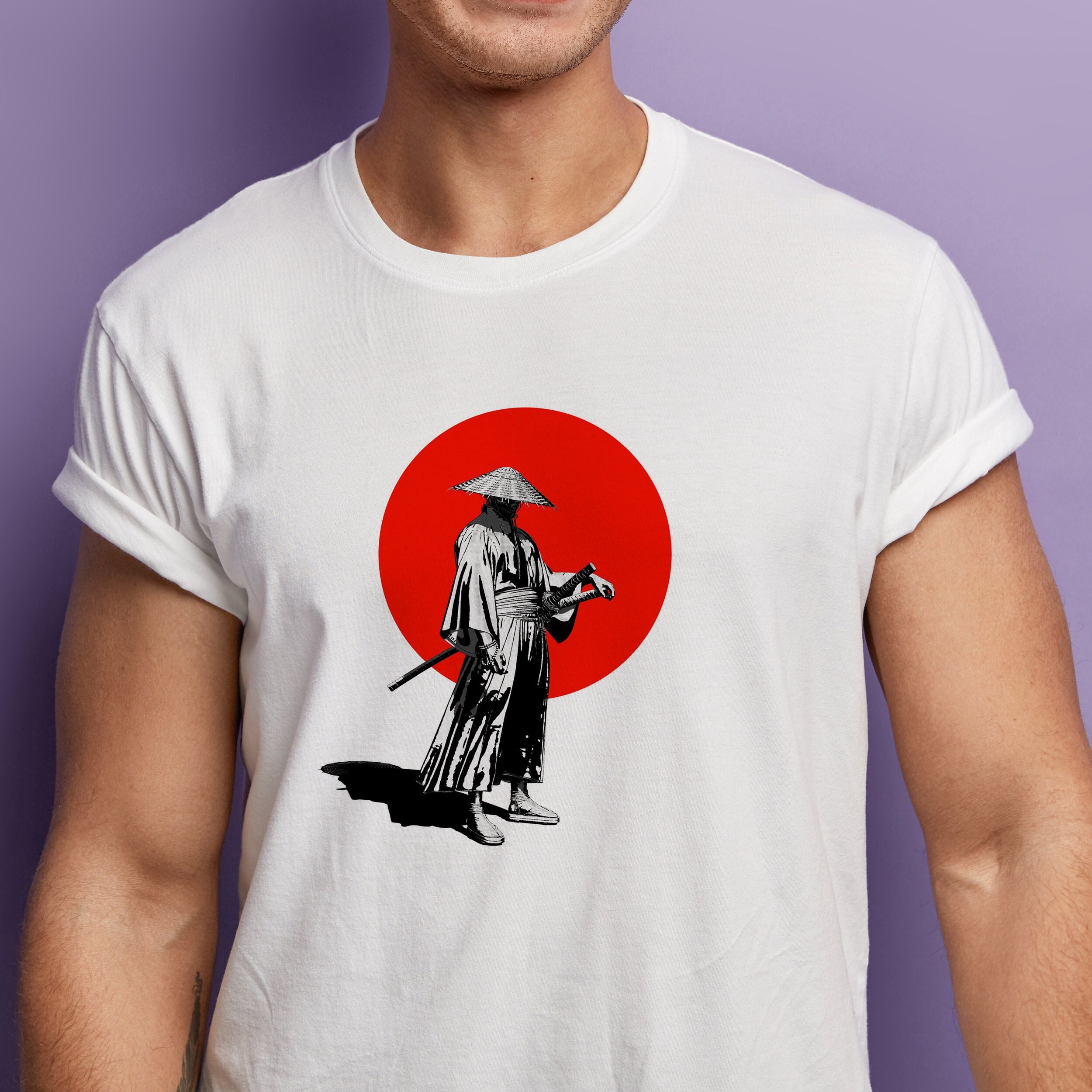 Camiseta Samurai, Unisex, sol japonés, sol rojo, arte japonés - Etsy España