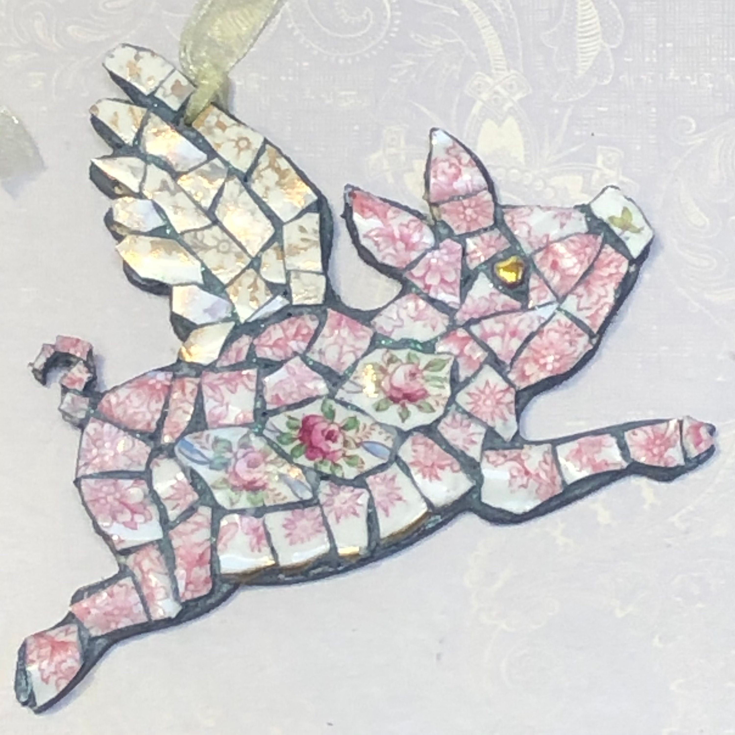 Flying Pig Broken China Mosaic - Etsy