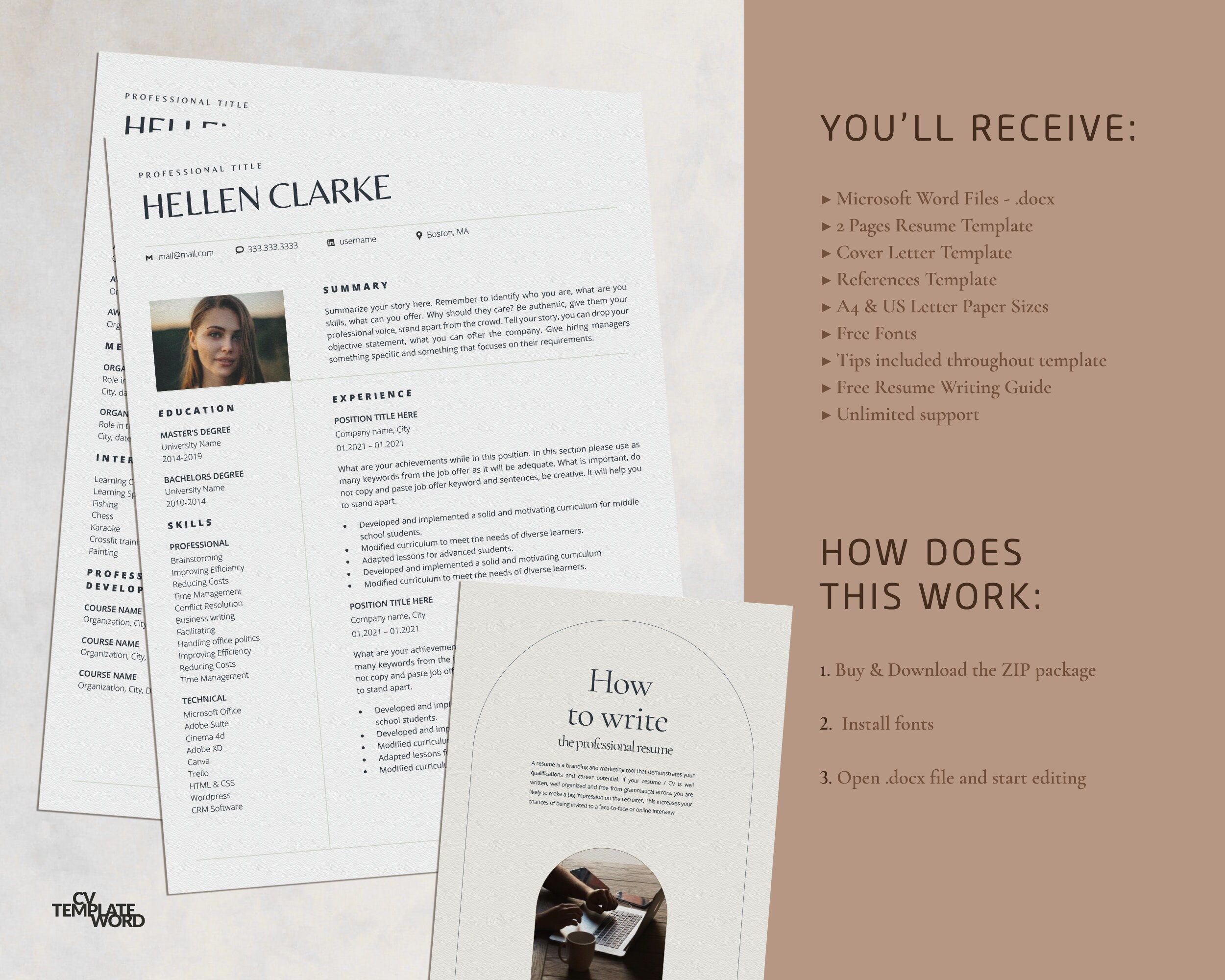 Sleek Resume Template Modern Cv Template Word Professional - Etsy Australia