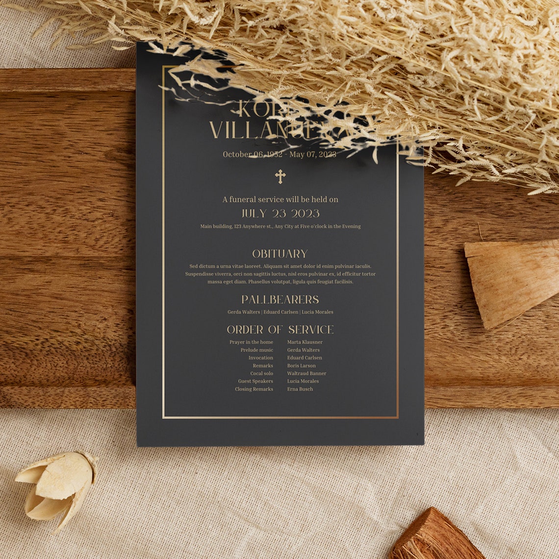 Funeral Program Template for Woman, Editable Celebration of Life ...