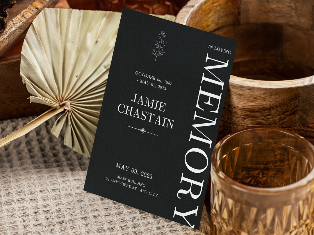 Funeral Invitation Template, Classic Funeral Memorial, Modern ...