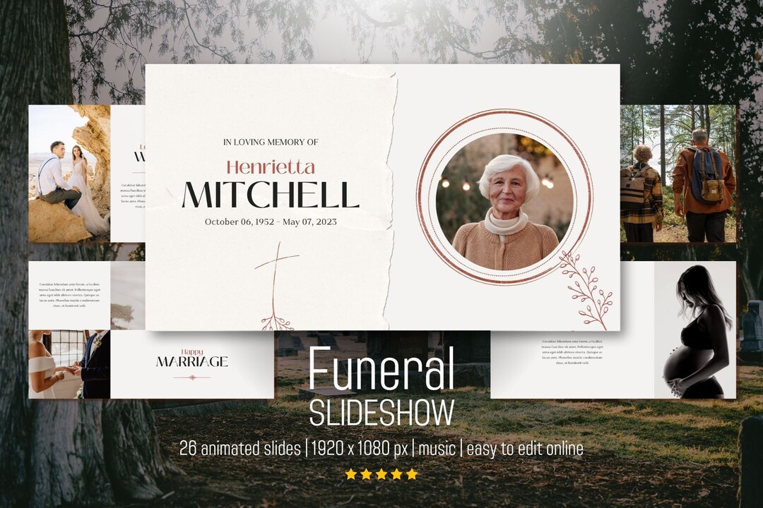 Funeral Slideshow Template with Music, Floral Memorial Slide Show ...