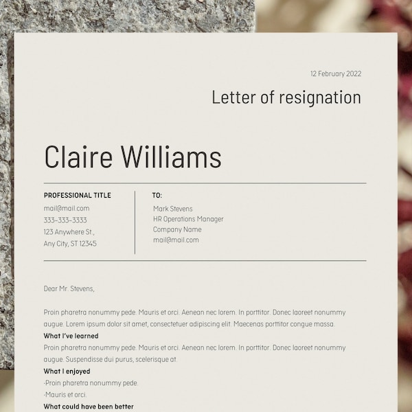Resignation Letter Canva Template - Etsy