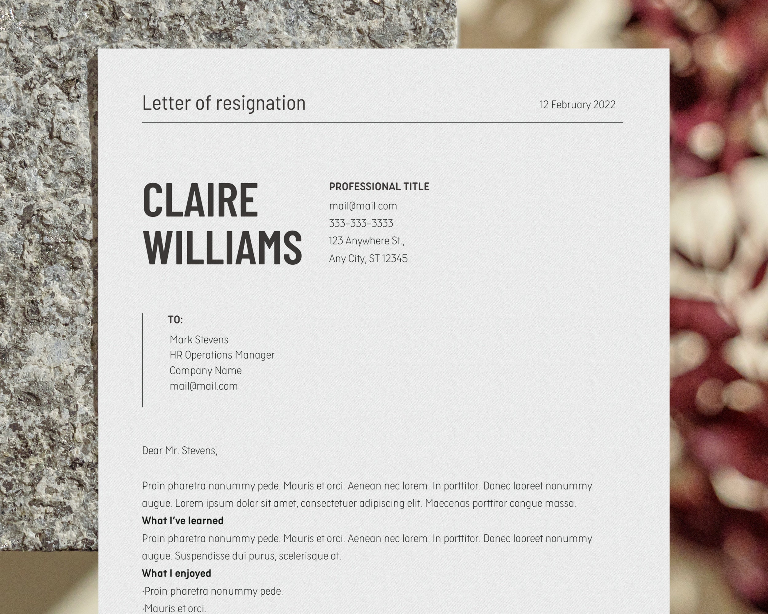 Letter of Resignation Template Canva Professional One Page - Etsy Australia