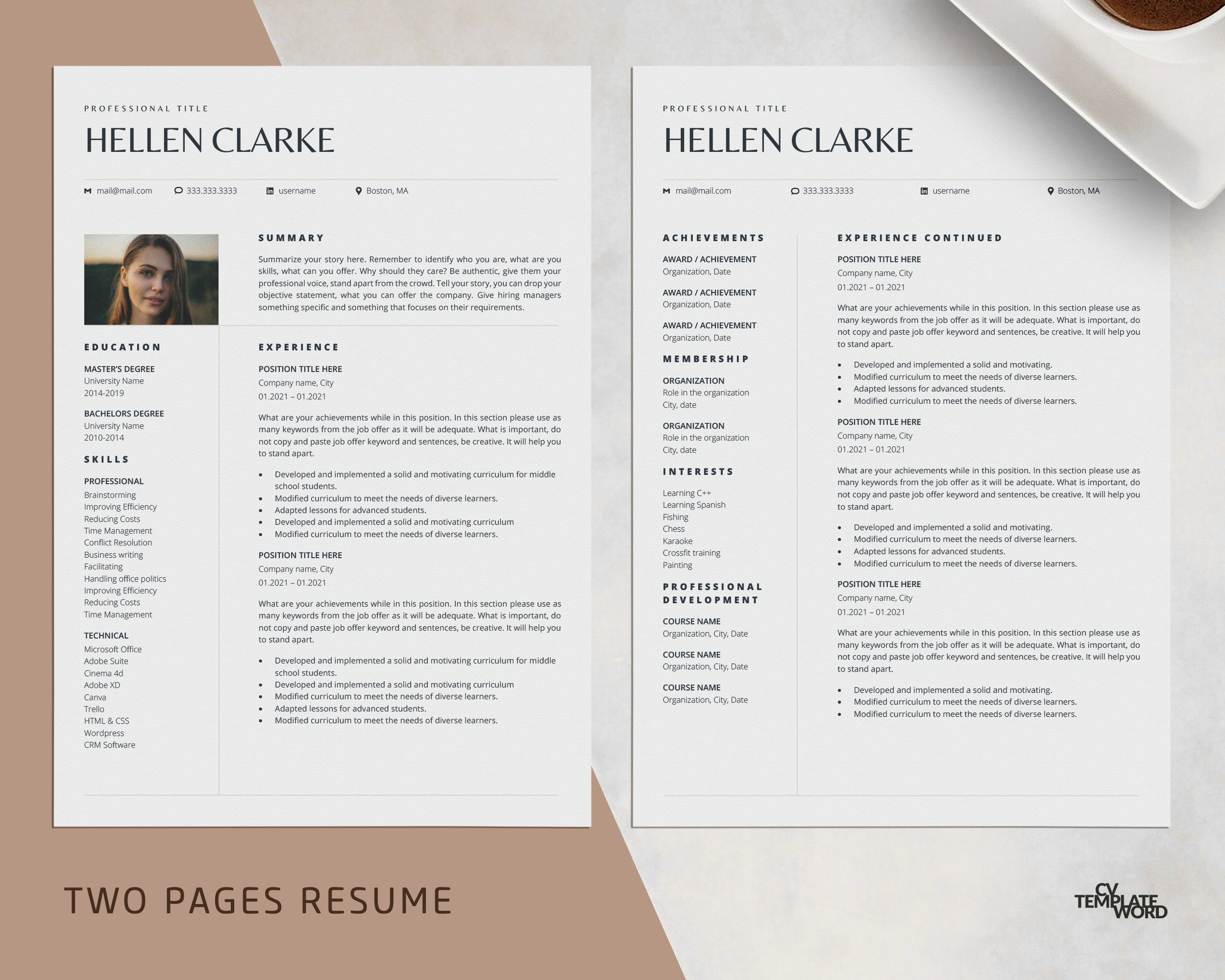 Sleek Resume Template Modern Cv Template Word Professional - Etsy Australia