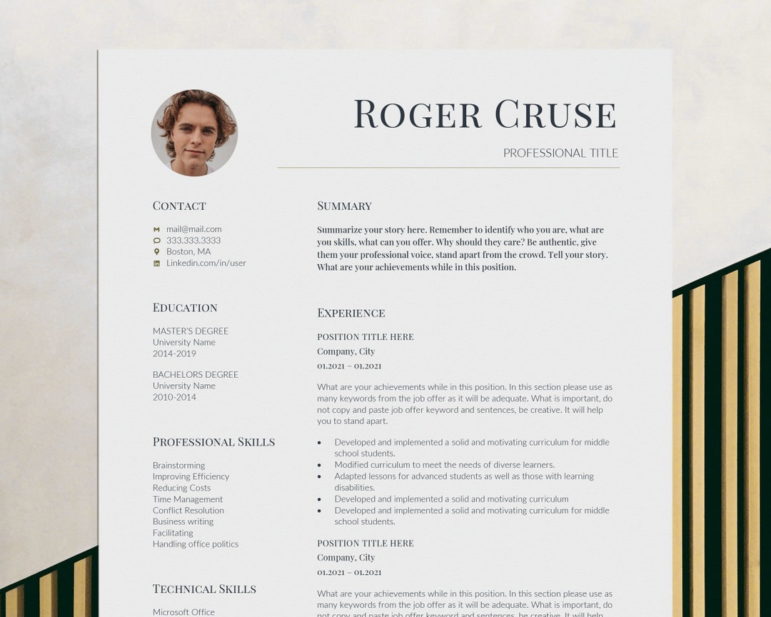 Resume Template, Sleek Cv Template Word, Professional CEO Executive ...