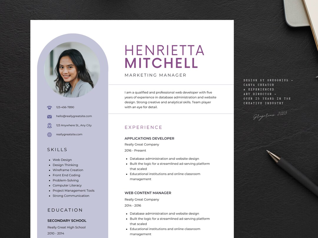 Executive Canva Resume Template Modern 1 Page Cv Resume - Etsy