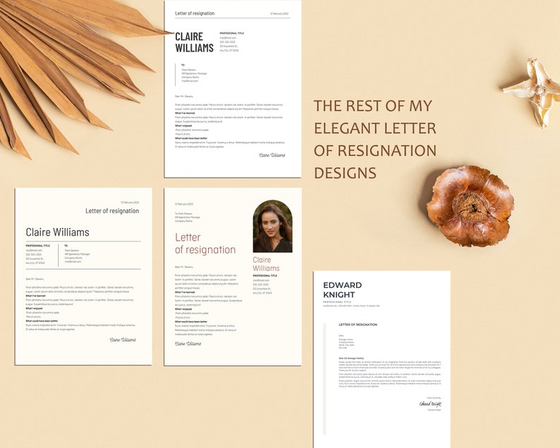 Letter of Resignation Template Canva Modern 1 Page Version - Etsy