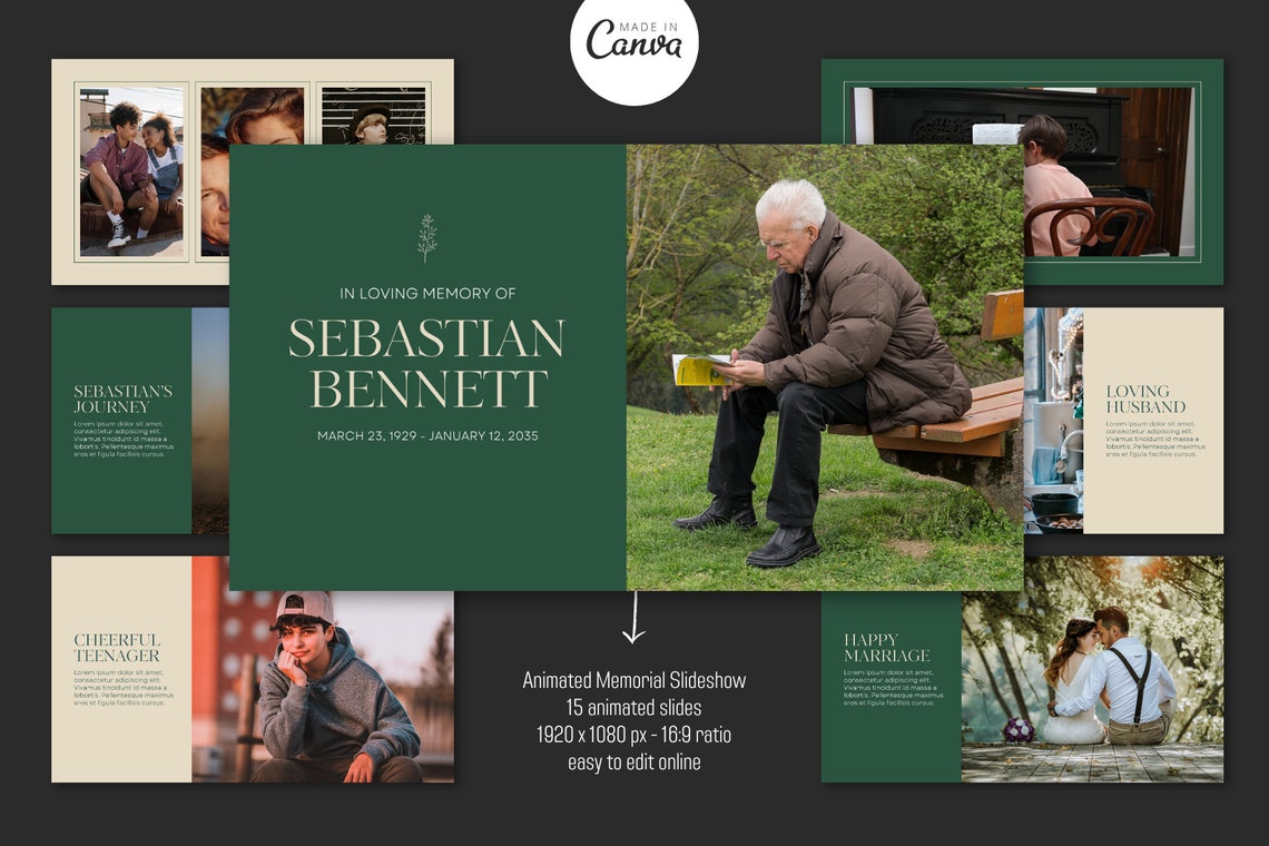 Animated Memorial Slideshow With Music, Funeral Presentation Template ...