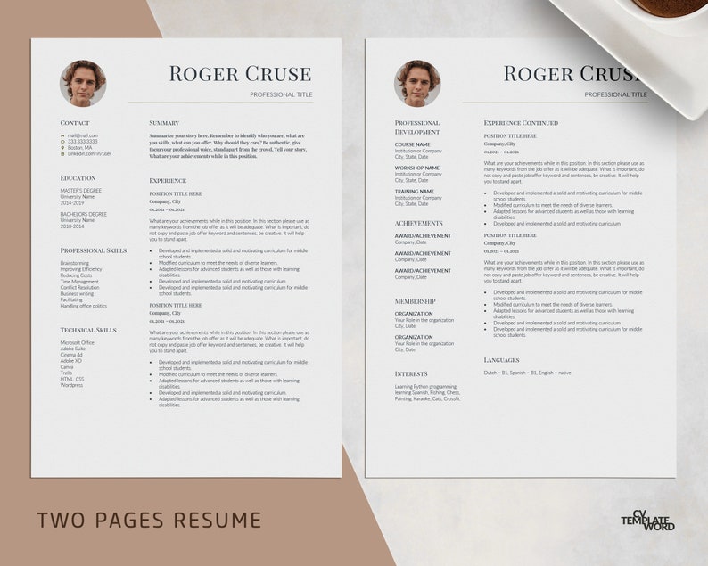 Resume Template, Sleek Cv Template Word, Professional CEO Executive ...