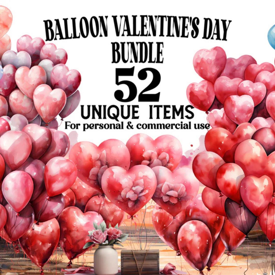 Balloon Valentine's Day Clipart, Heart Balloons 52 Png, Watercolor ...