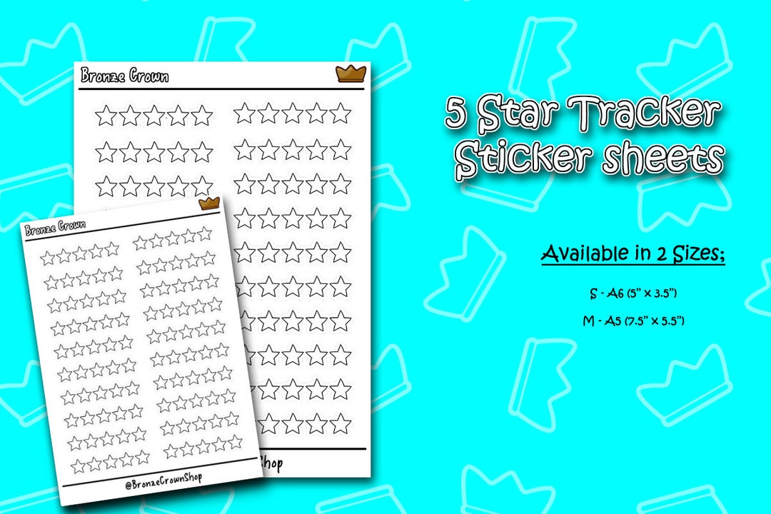 Star Rating - Sticker Sheet - 2 Sizes Available | Sticker Sheet ...