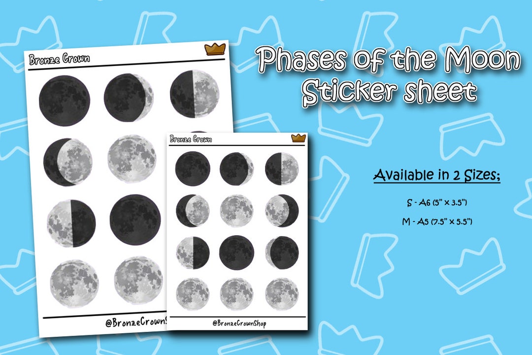 Moon Phases - Sticker Sheet - 2 Sizes Available| Sticker Sheet ...
