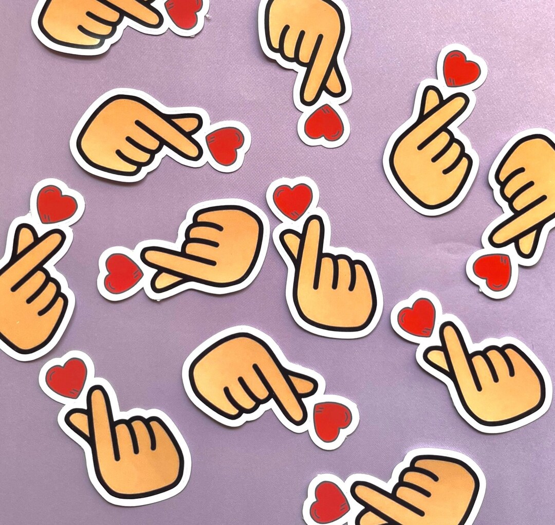 Korean K-pop Finger Heart / Snap- Die Cut - Easy Peel | Laptop Decal ...