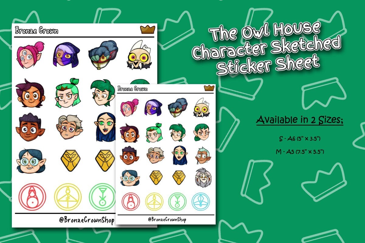 The Owl House Inspired Character Sketched Heads Sticker - Etsy UK