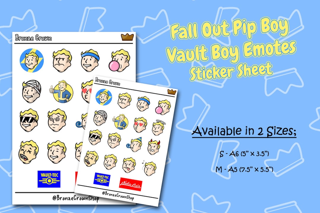 Vault Boy Emotes Sticker Sheet Fall Out Pip Boy - 2 Sizes Available ...