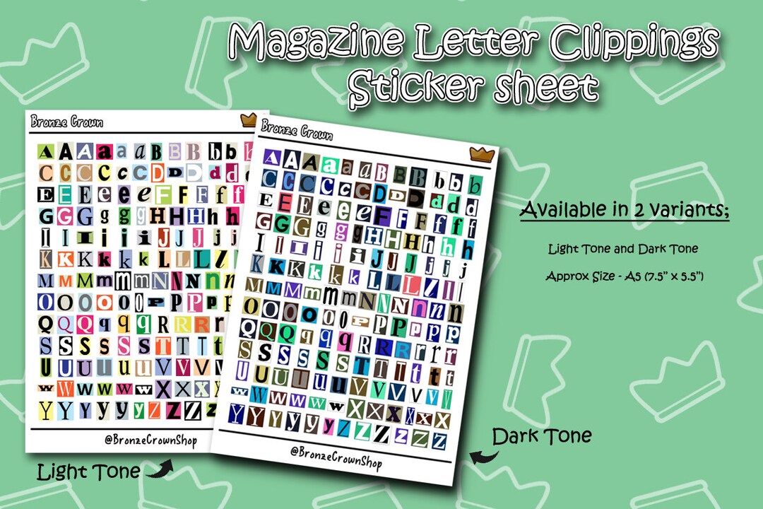Magazine Letter Clippings 2 Variants Available - Sticker Sheet ...