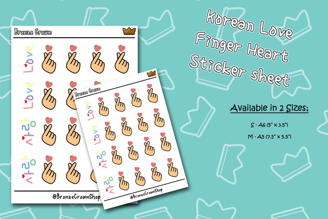 Korean Finger Heart Snap - Sticker Sheet - 2 Sizes Available | Sticker ...