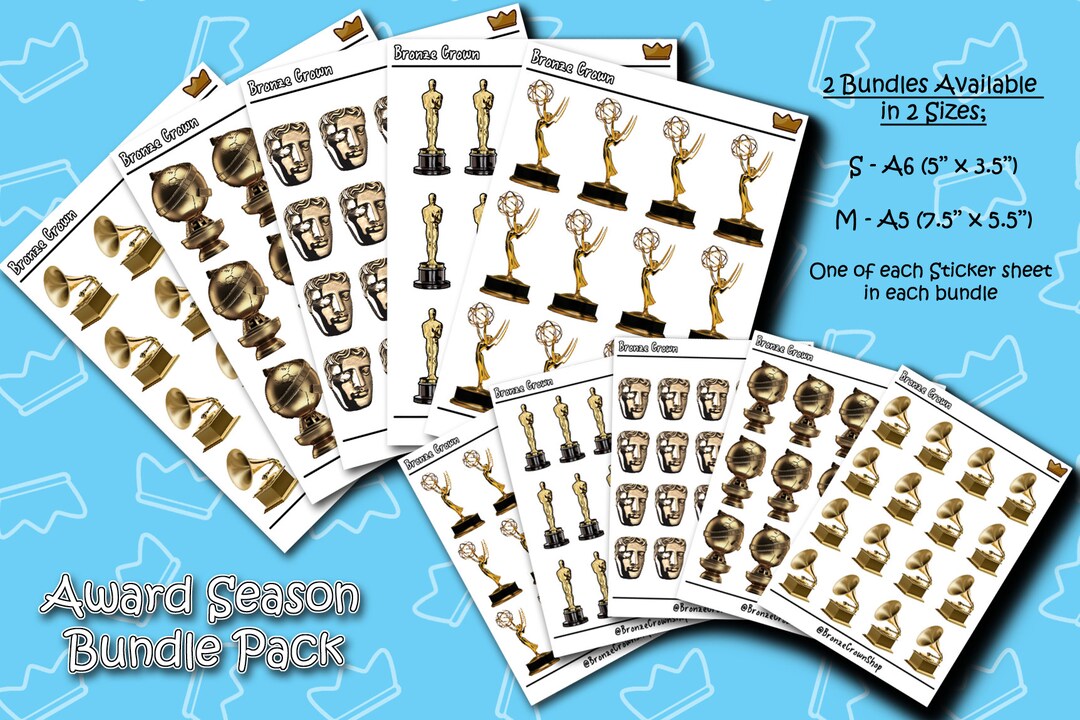 Award Season - Bundle Pack Sticker Sheets - 5 Sheets per Pack - Oscars ...
