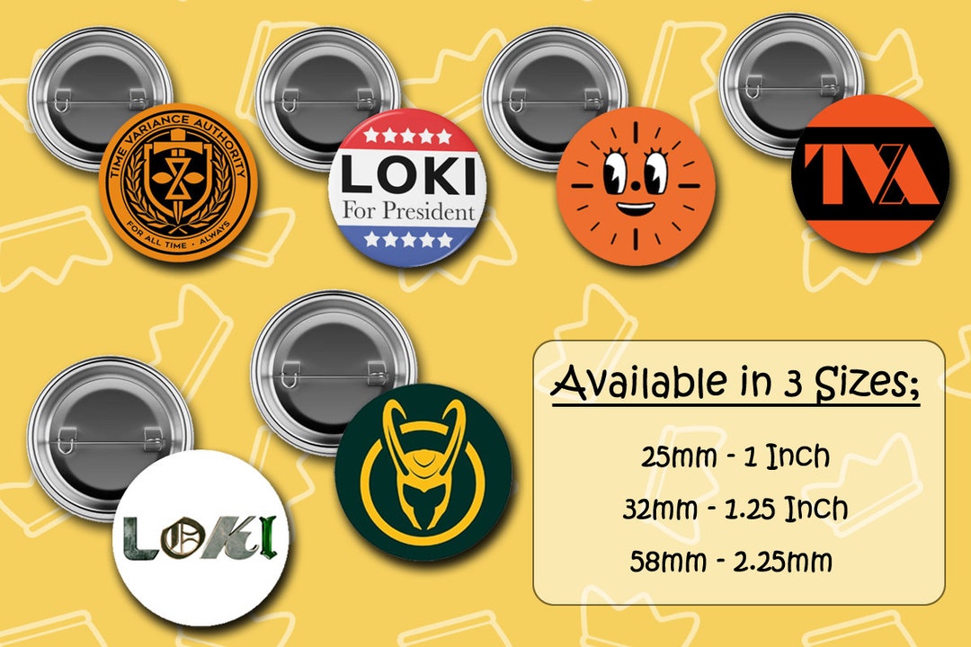 Loki TV Show Button Pins - Badge Set - 3 Sizes Available - Etsy